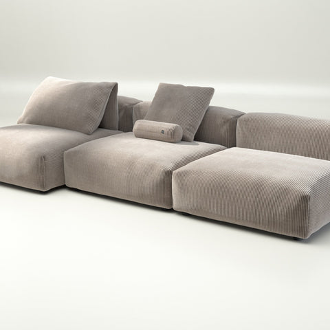 vetsak | Sofa Set 04 - Cord Velour - Platinum | Modular Sofa | 5 Seate ...