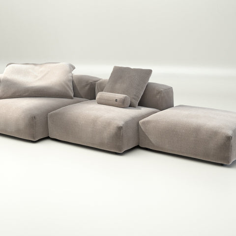 vetsak | Sofa Set 04 - Cord Velour - Platinum | Modular Sofa | 5 Seate ...